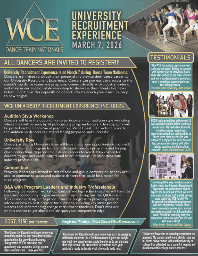 University Recruitment Experience for Dancers | West Coast Elite Dance ...